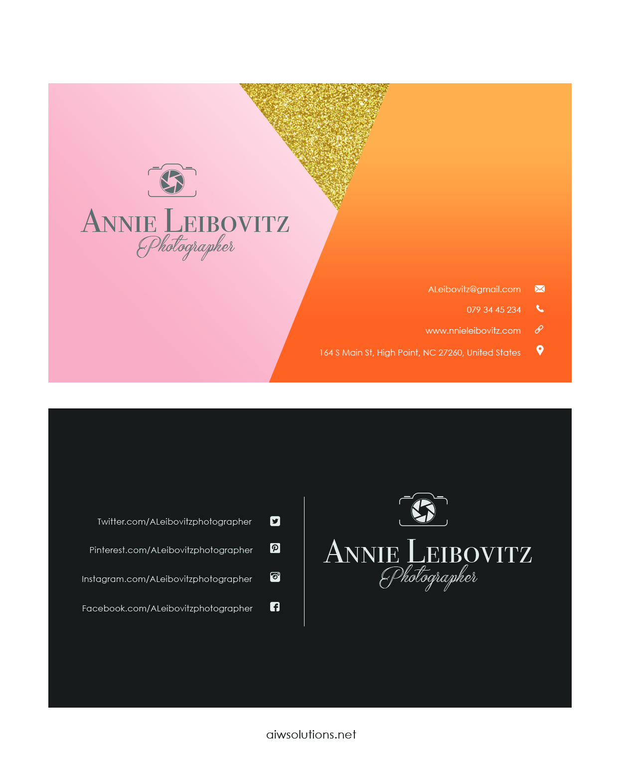 Premade Business Card Template Name Card Template Photography Name 
