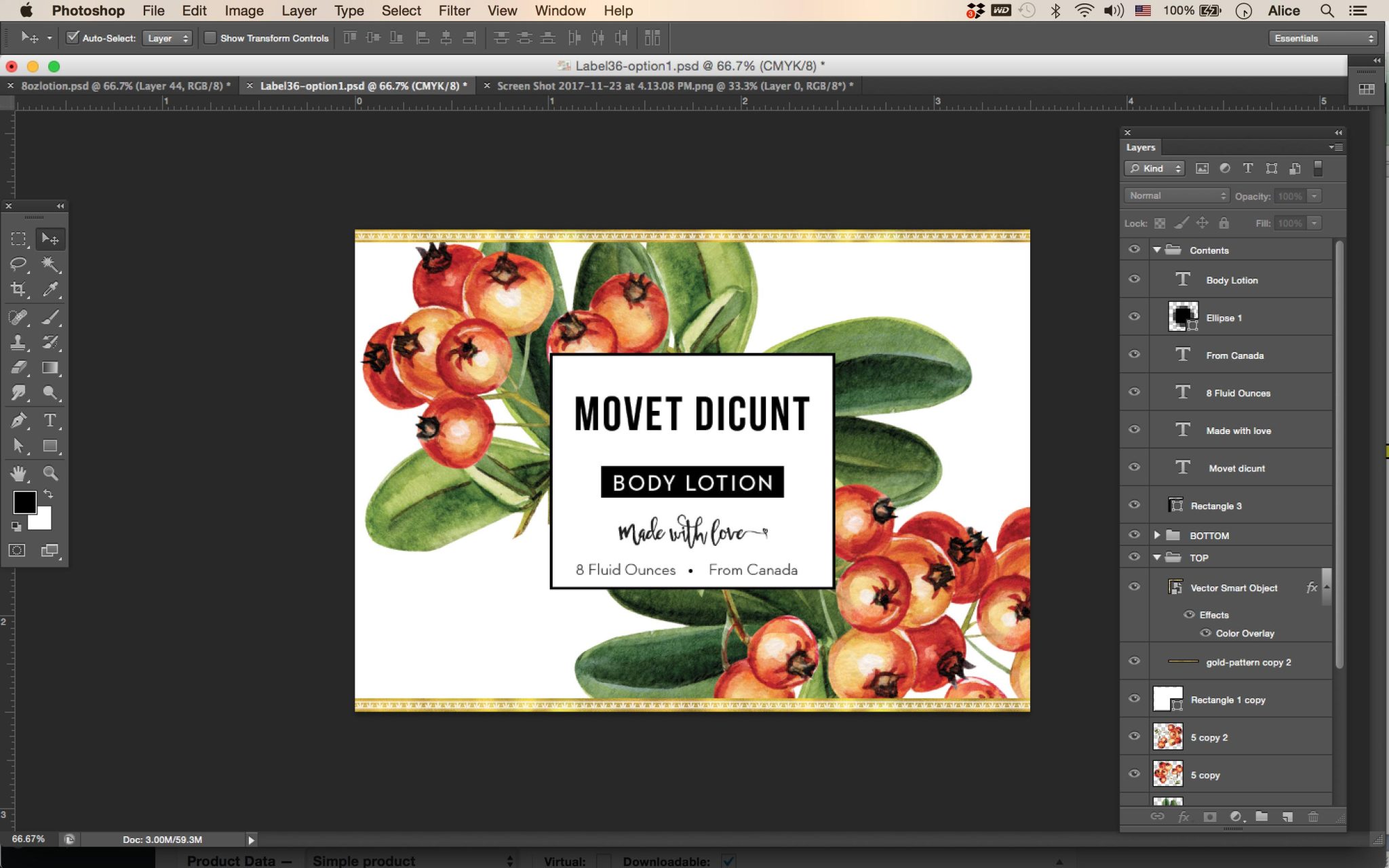 Body lotion Label Template ID36 - aiwsolutions