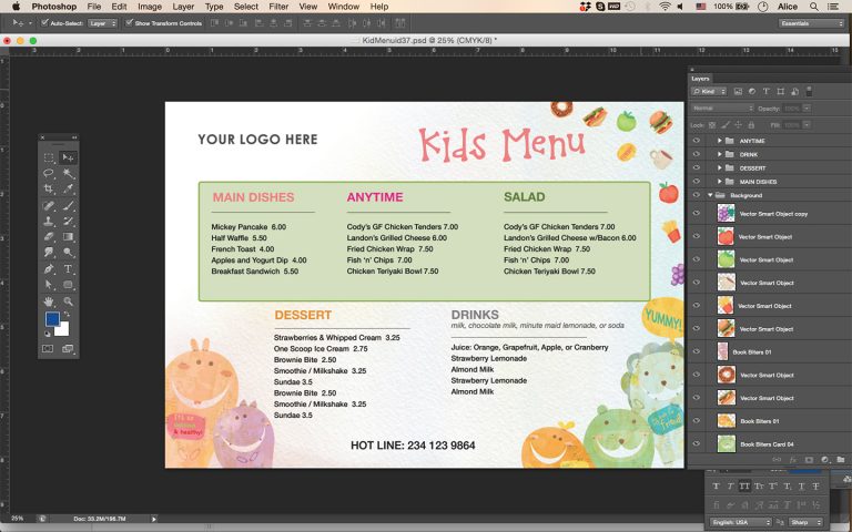Cute Kid Menu – Canva and MS Word Template and Photoshop Template ...