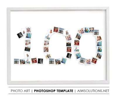 Number 100 Photo Collage Template - aiwsolutions