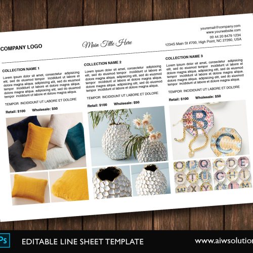 Vertical Line Sheet, how to create a line sheet, Custom Line Sheet.