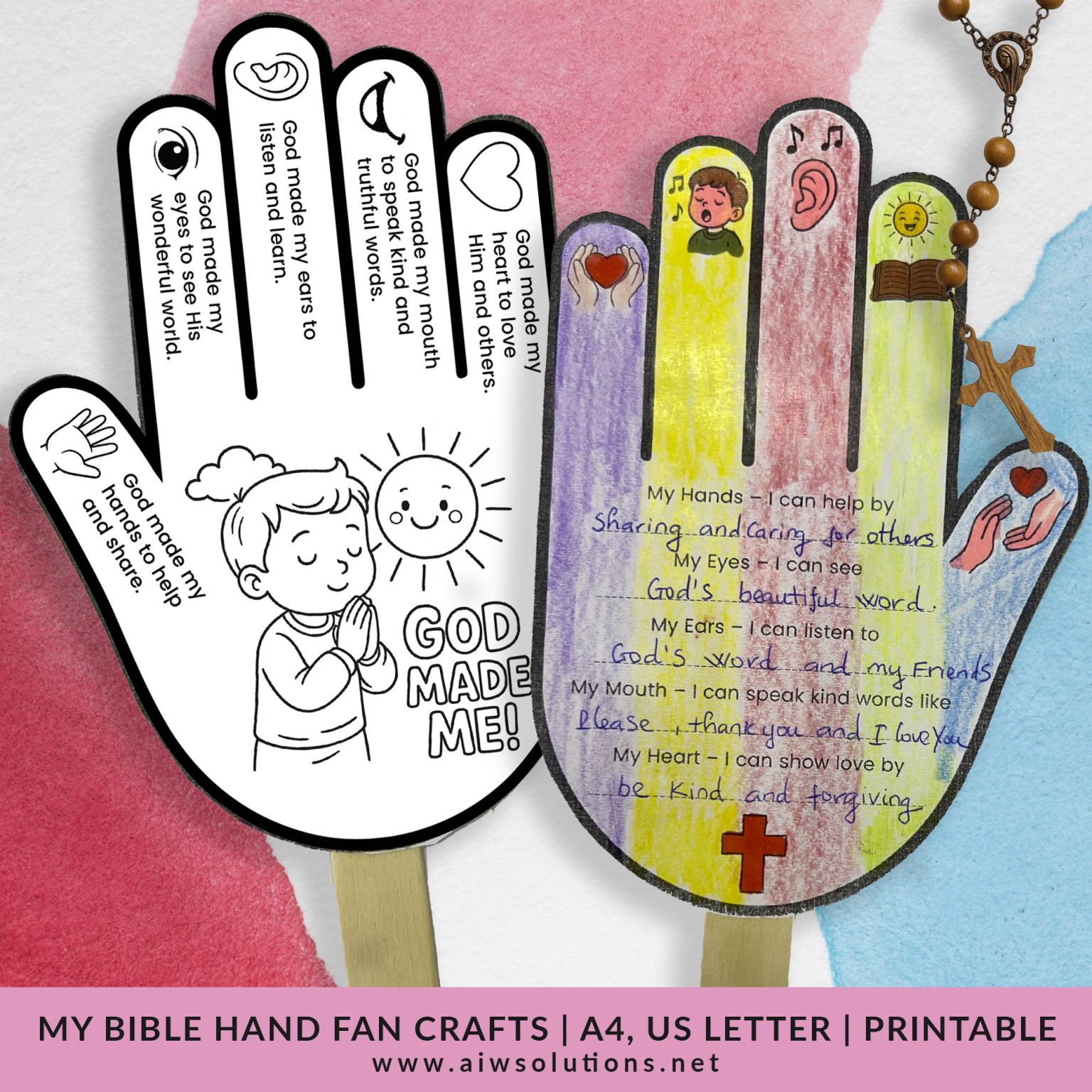 God Made Me Bible Hand Fan Craft Printable, Creation Craft, Bible ...