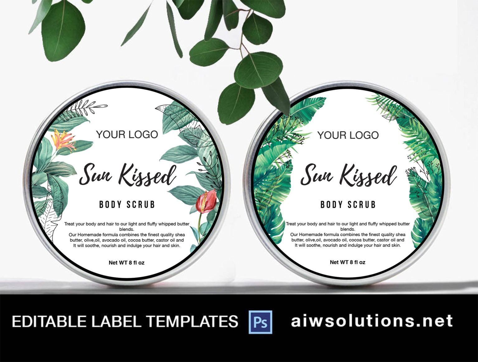 Botanical Round Label template ID92 - aiwsolutions