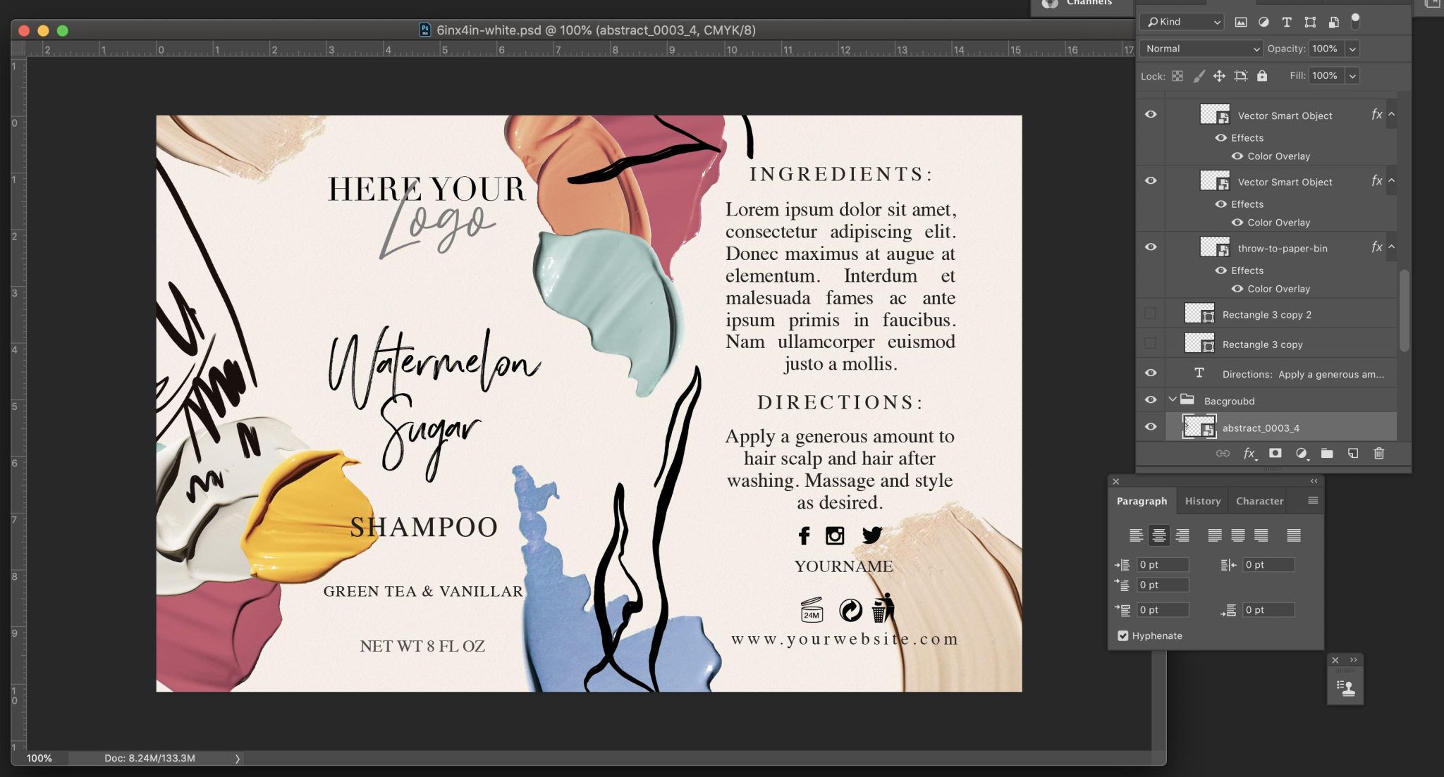 Acrylic brush label template ID98 - aiwsolutions