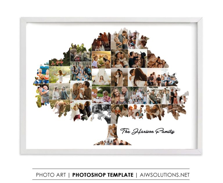 Big Family Tree Shape photo collage template id144 - aiwsolutions