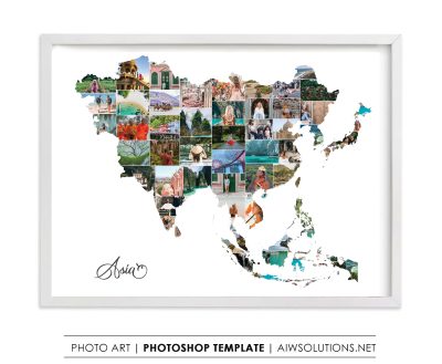 Asia map photo Collage Template - aiwsolutions