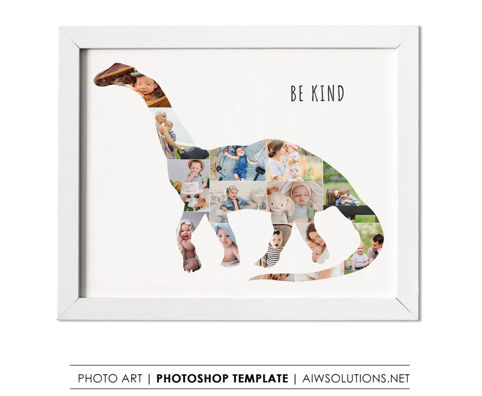 Dinosaurs Photo collage – Be kind – Brachiosaurus shape - aiwsolutions