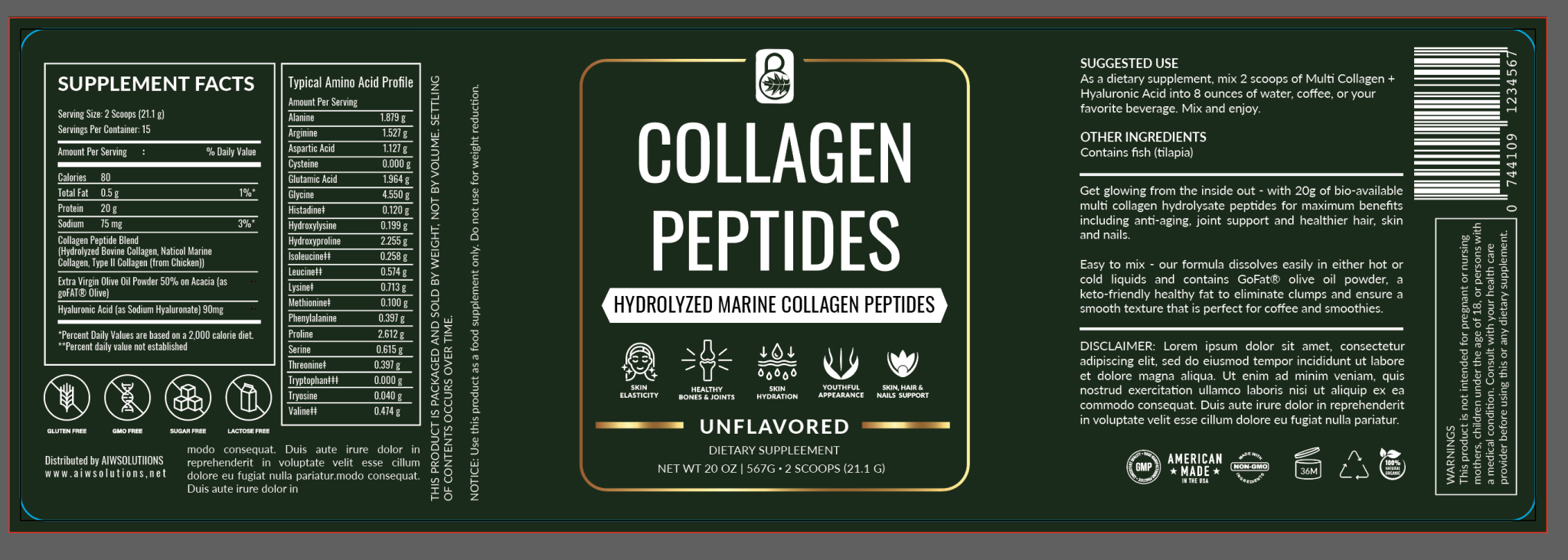 Collagen – dark green color style label template -id03 - aiwsolutions