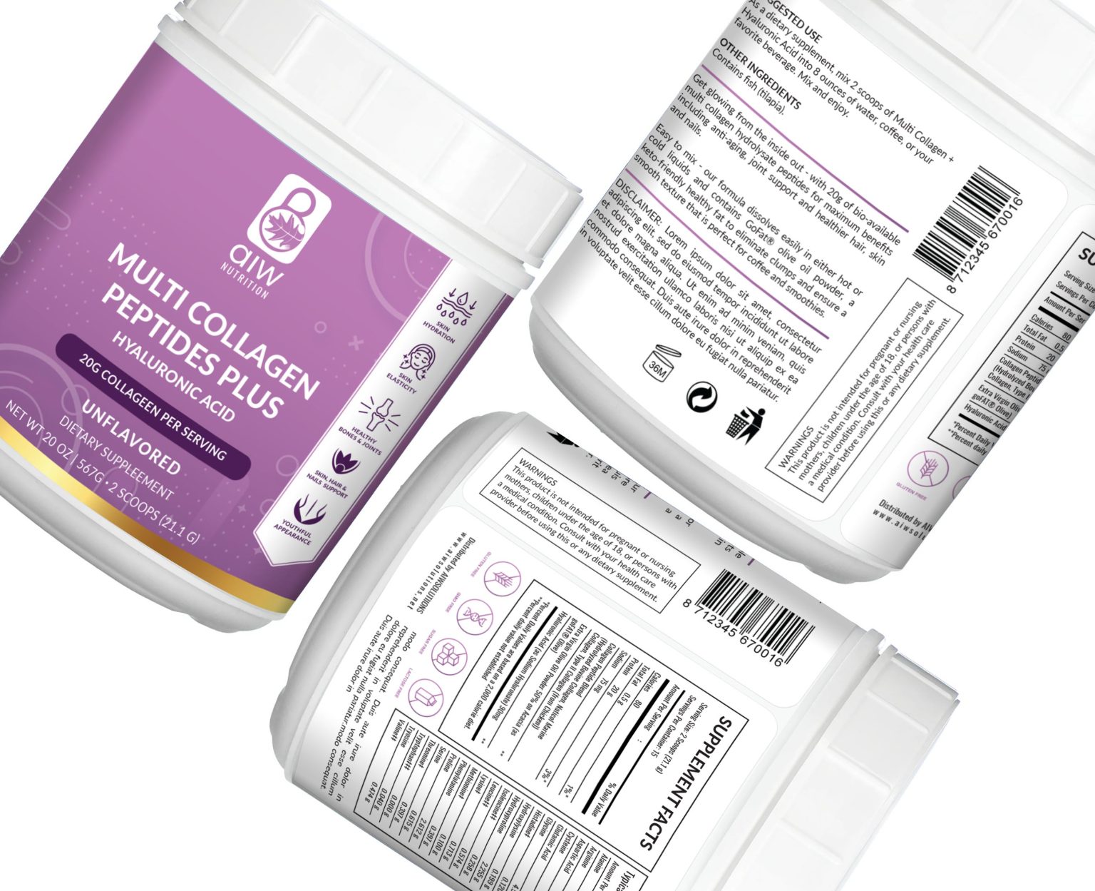 Multi collagen label template – Purple and gold style label template ...