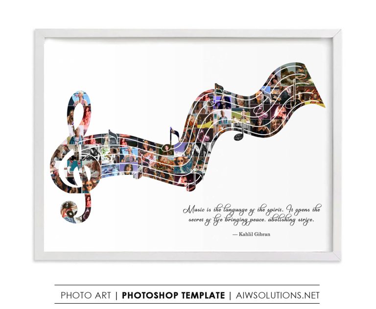 Music note photo collage template, Gifts For music lovers, music sheet ...