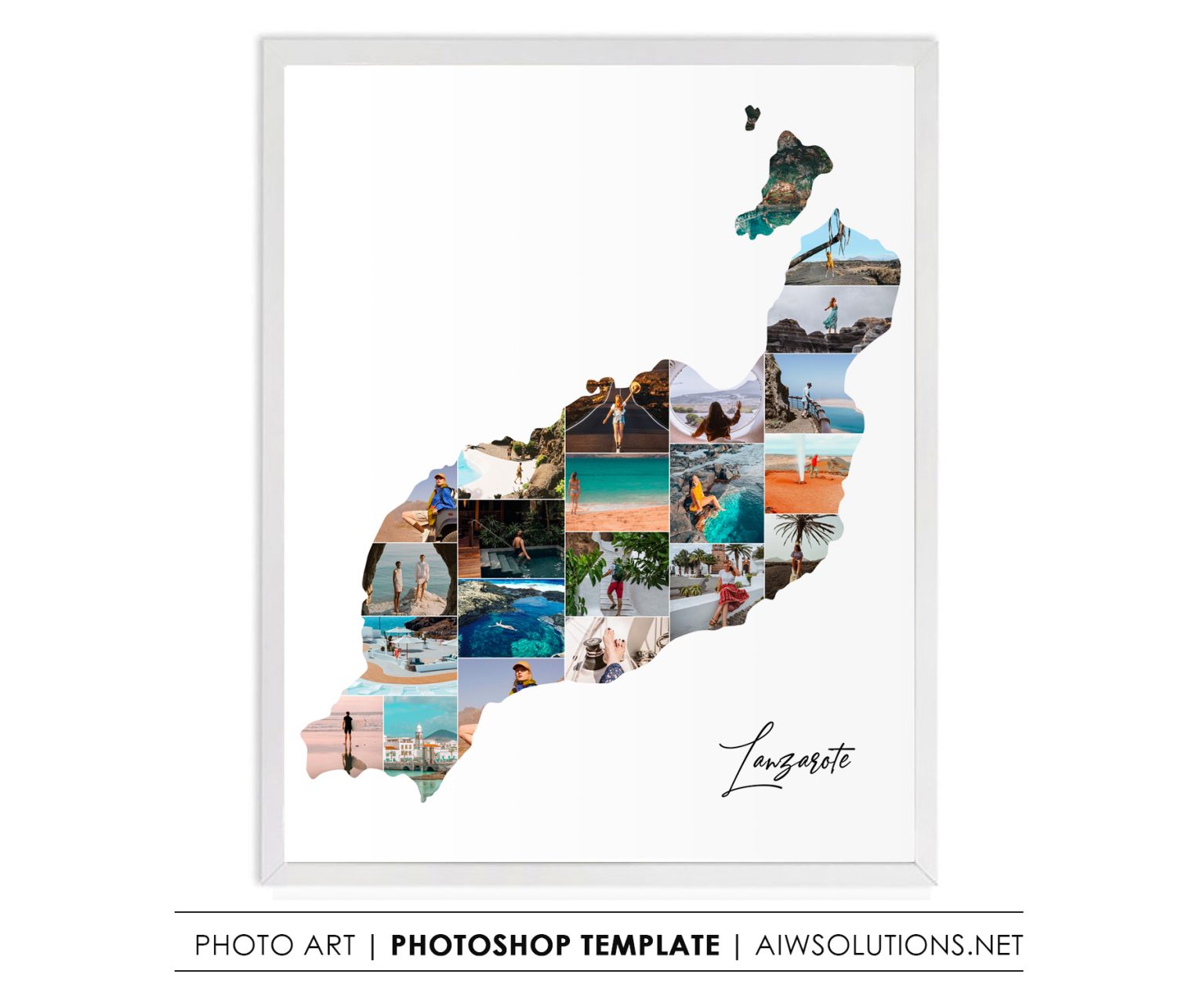 Lanzarote map photo Collage Template – gift from Lanzarote - aiwsolutions