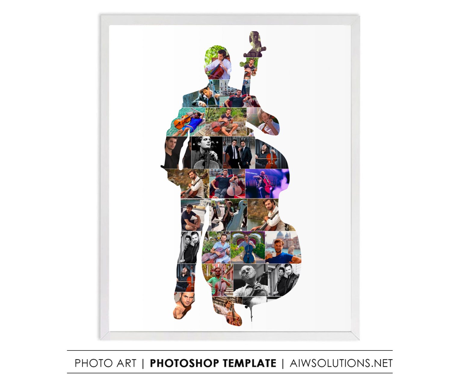 Cello man Photo Collage – music lover gift - aiwsolutions