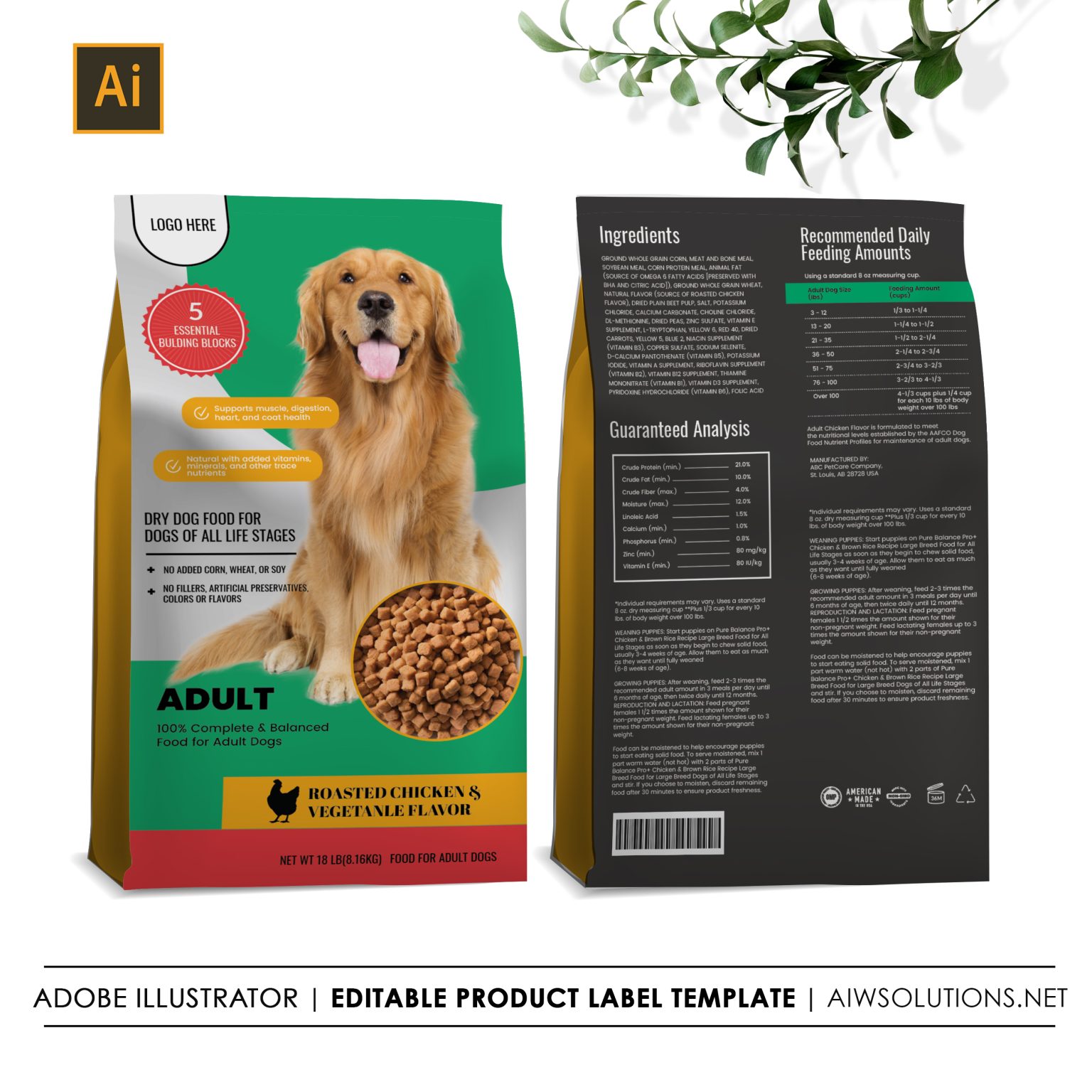 Dog Food Packaging Template, pet food bag design template - aiwsolutions