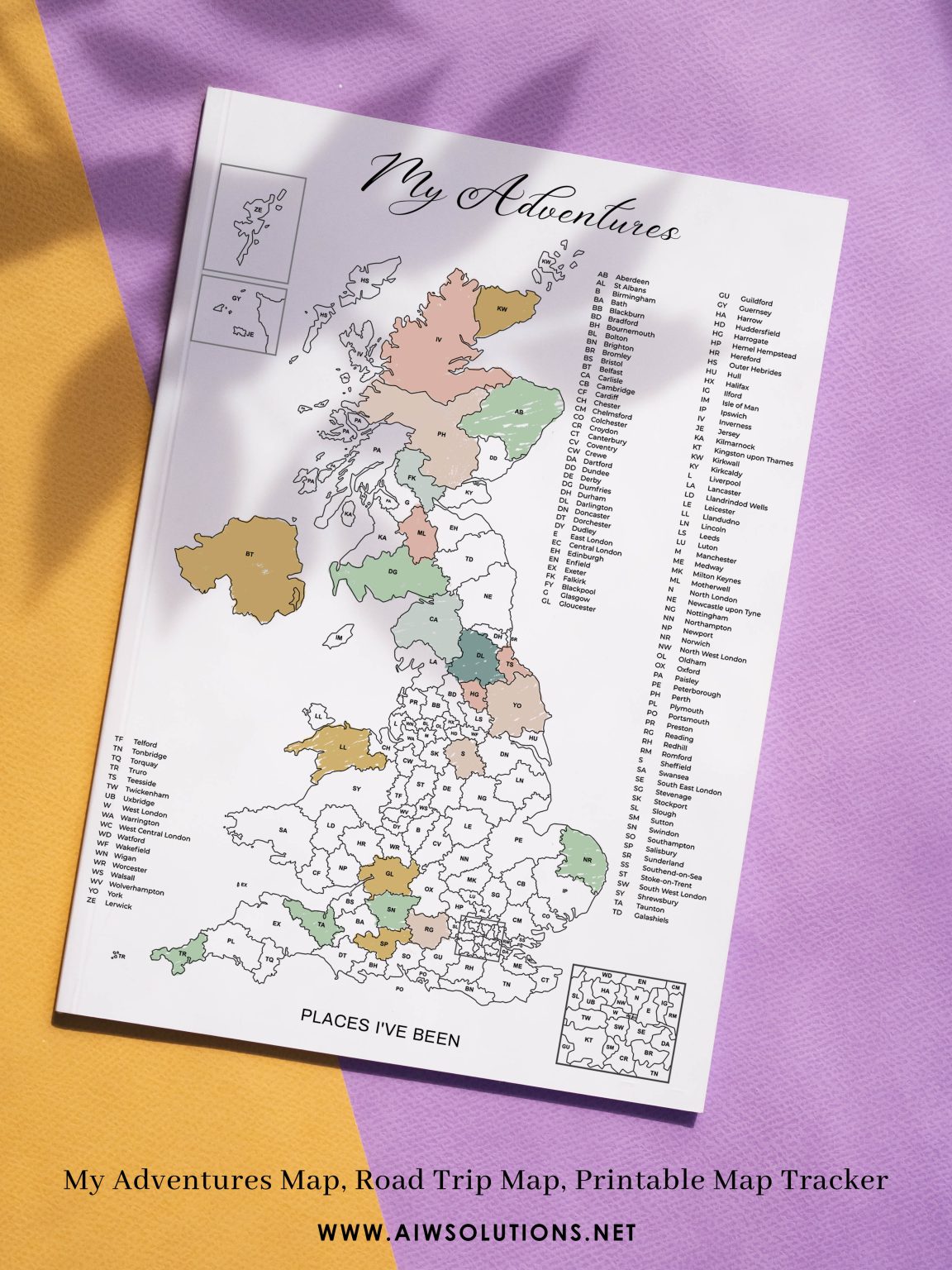 Editable United Kingdom sales map coloring page, Canva UK road trip map ...