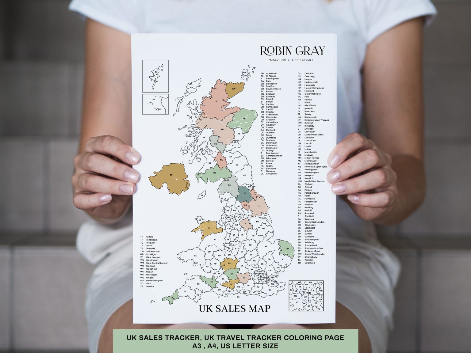 Editable United Kingdom sales map coloring page, Canva UK road trip map ...