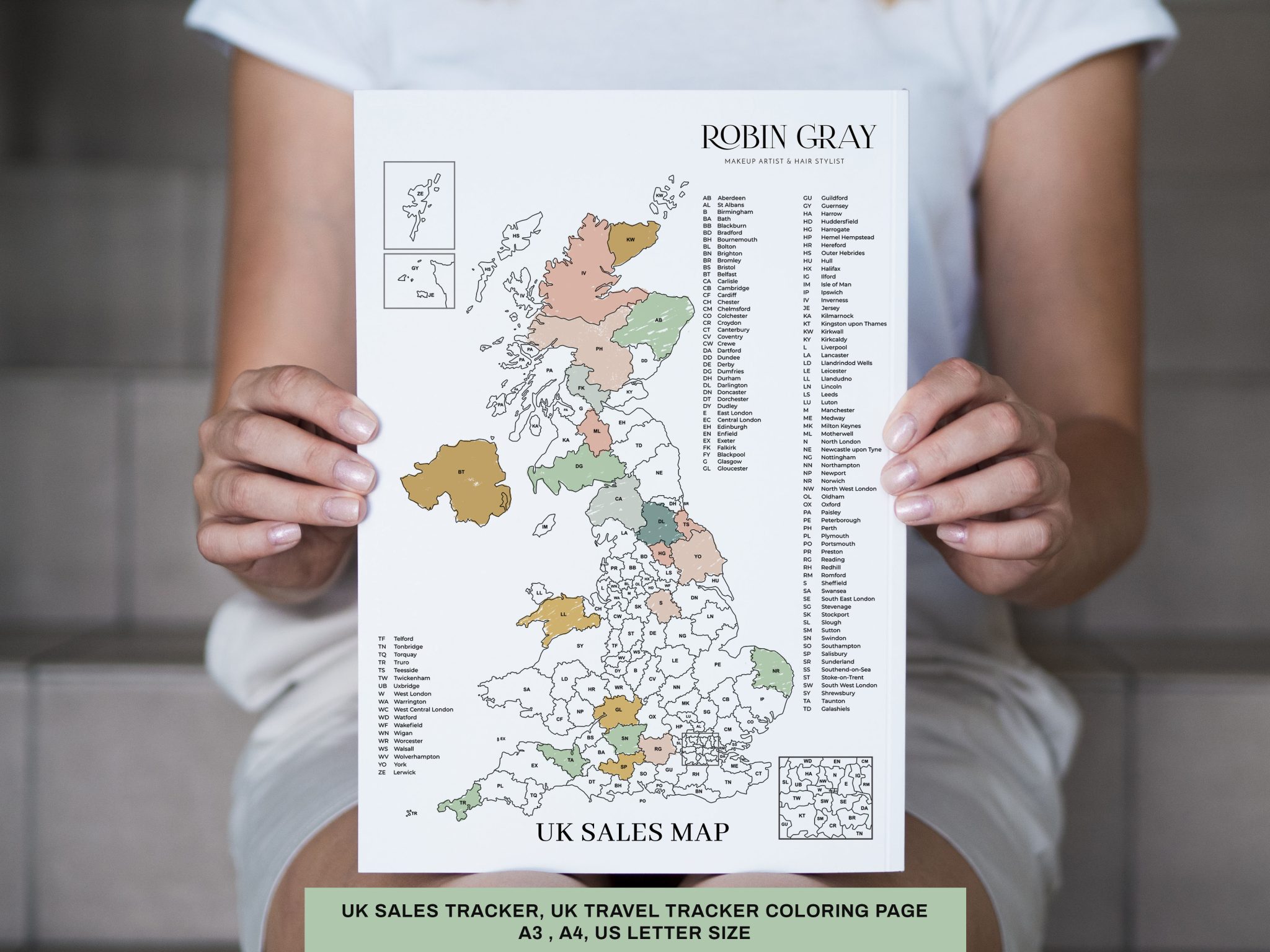 Editable United Kingdom sales map coloring page, Canva UK road trip map ...