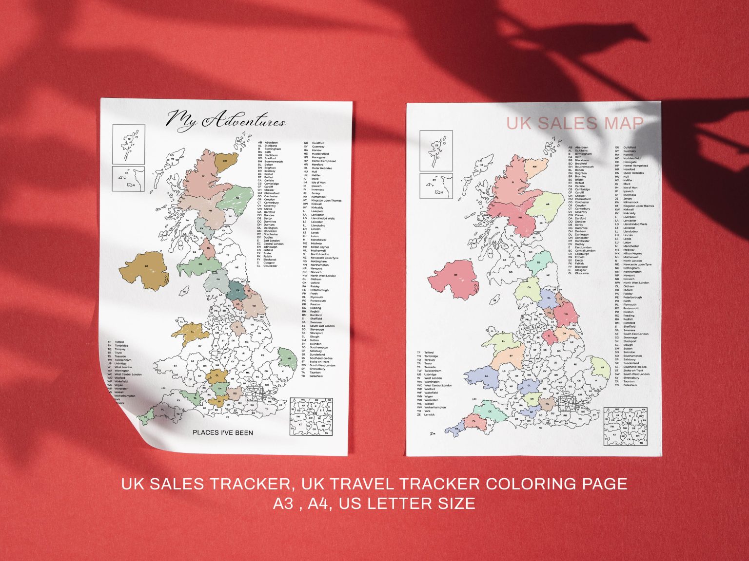 Editable United Kingdom sales map coloring page, Canva UK road trip map ...