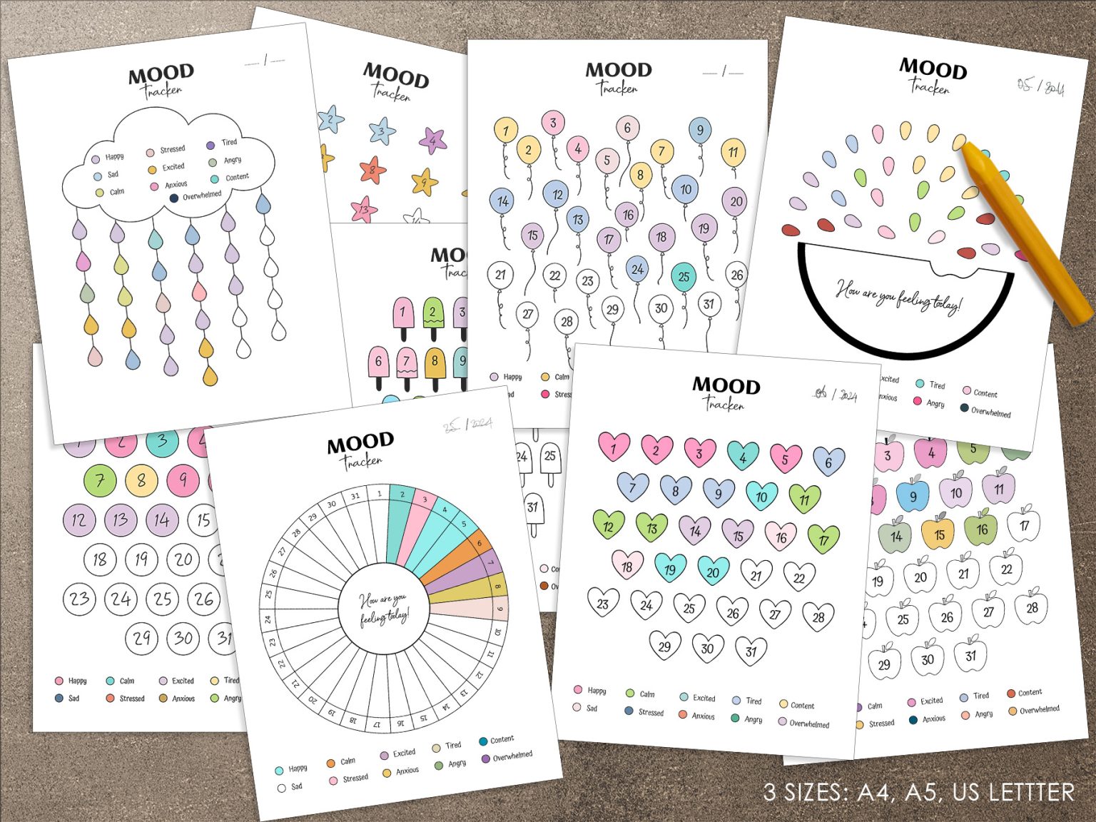 Printable Mood tracker,Daily Mood Journal, Emotion Tracker, Mood Chart ...