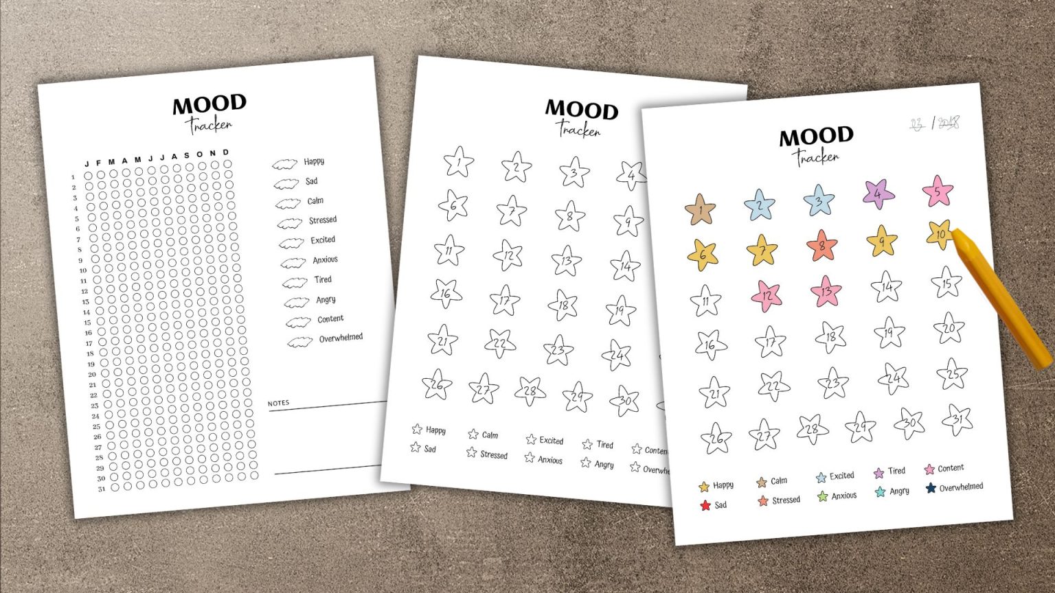 Printable Mood tracker,Daily Mood Journal, Emotion Tracker, Mood Chart ...