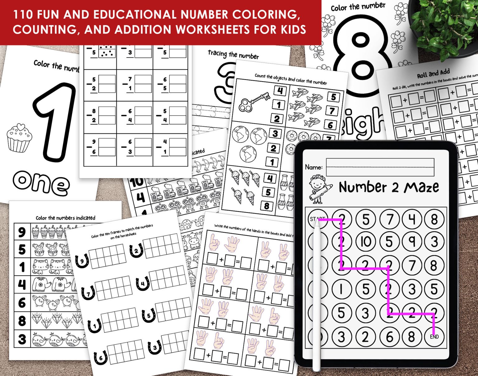 65 pages Preschool Math Worksheets, Counting Games for Kids, Math ...
