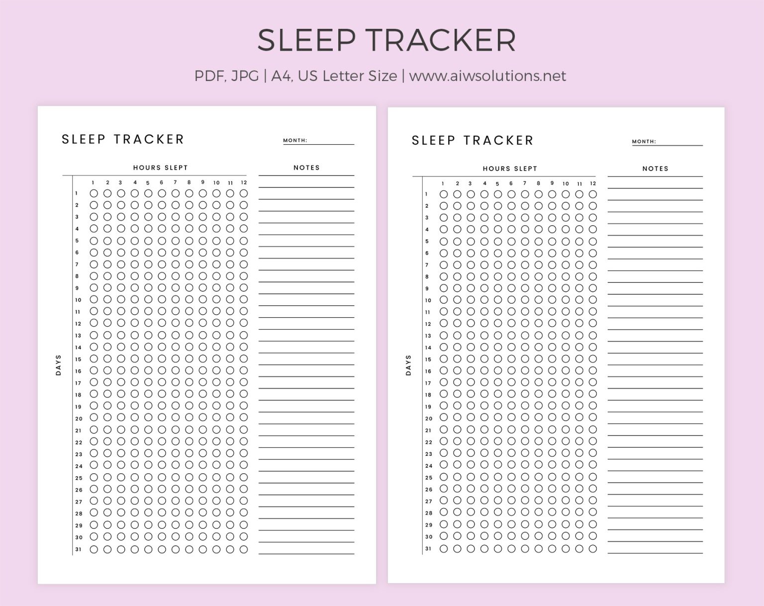 Sleep Tracker Printable, Sleep Habit Tracker Planner Insert, Daily ...