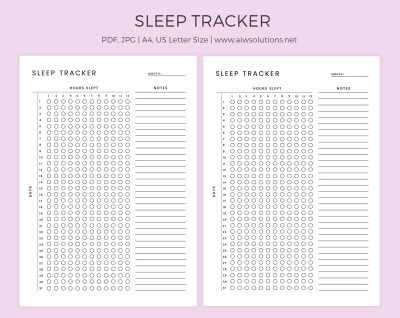Sleep Tracker Printable, Sleep Habit Tracker Planner Insert, Daily ...