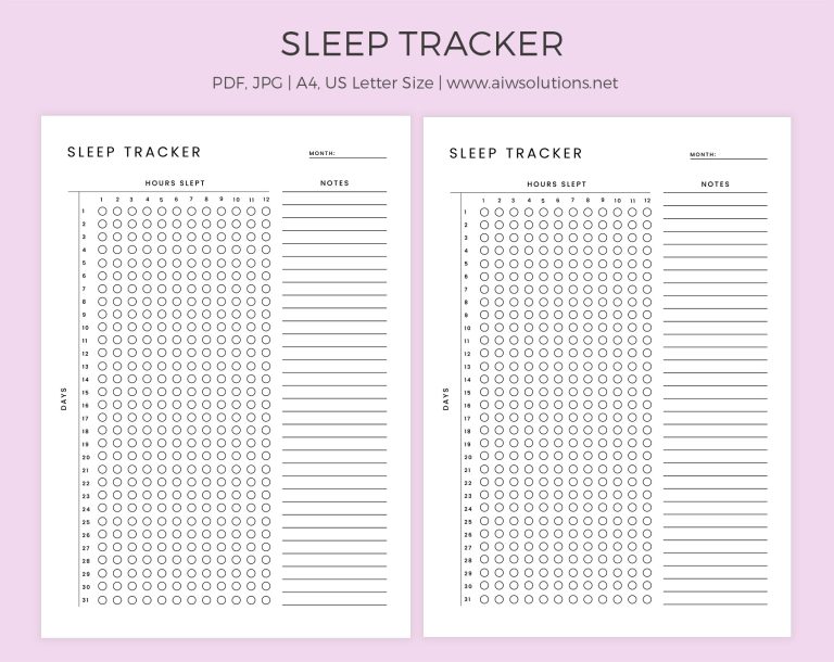 Sleep Tracker Printable, Sleep Habit Tracker Planner Insert, Daily ...