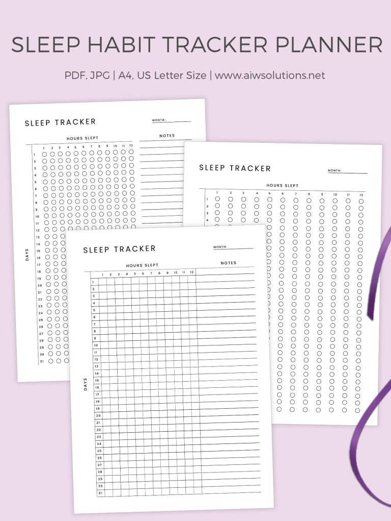 Sleep Tracker Printable, Sleep Habit Tracker Planner Insert, Daily ...