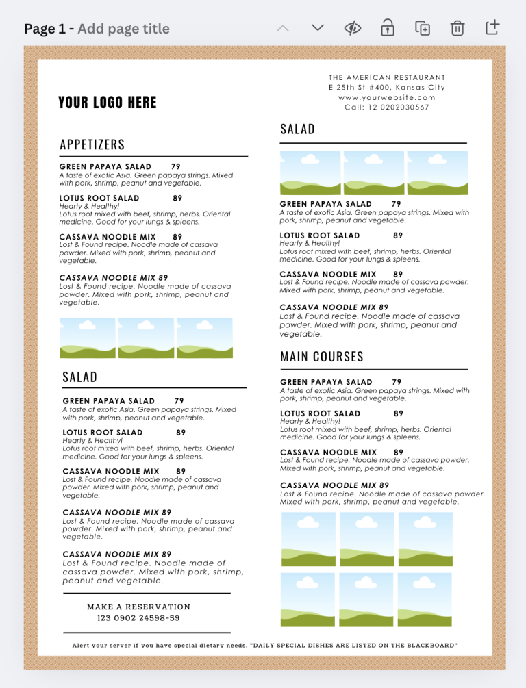 Food Menu Templates, Restaurant Menu Template, Canva menu template ...
