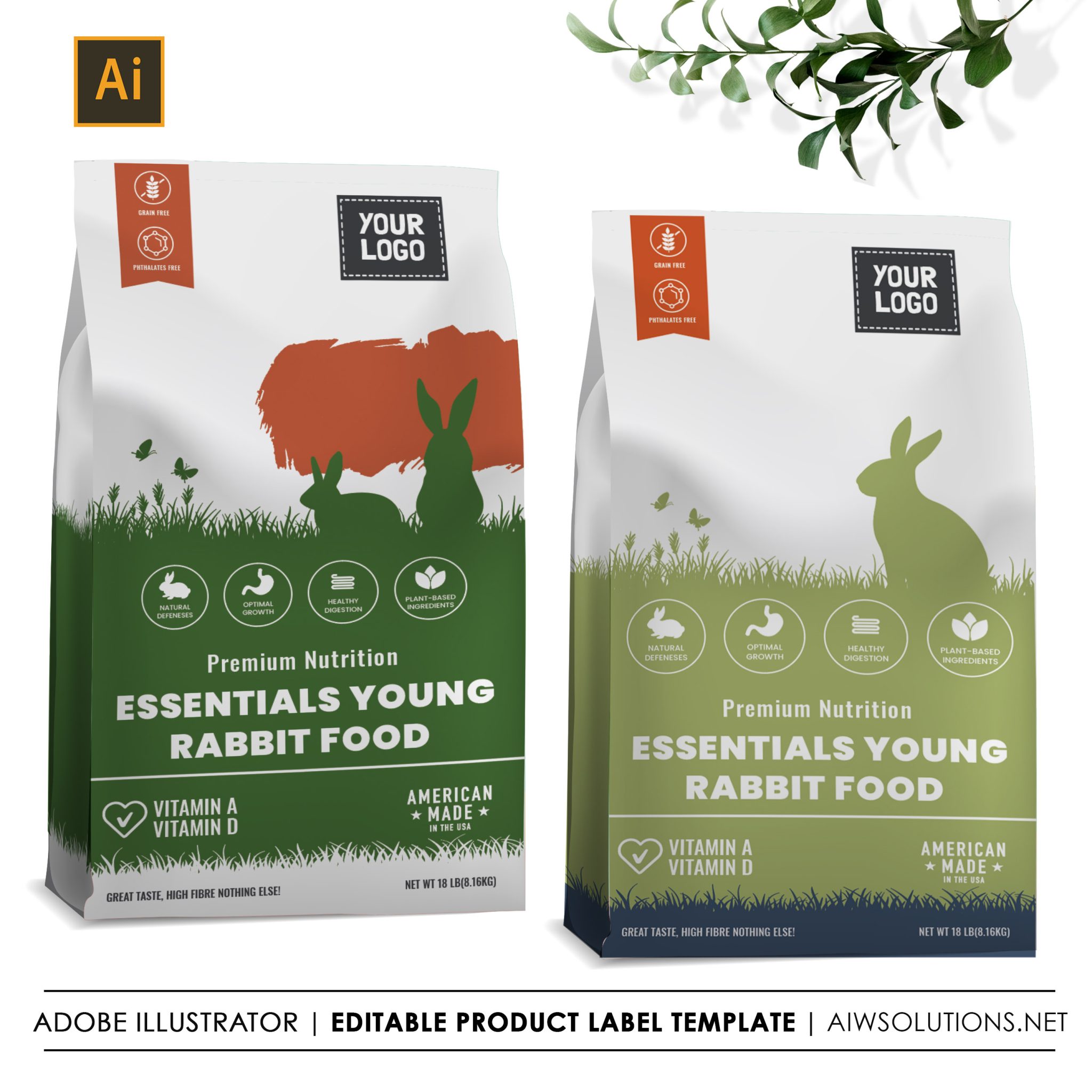 Rabbit Food Packaging Template, Rabbit Feed Packaging, Bunny Food ...