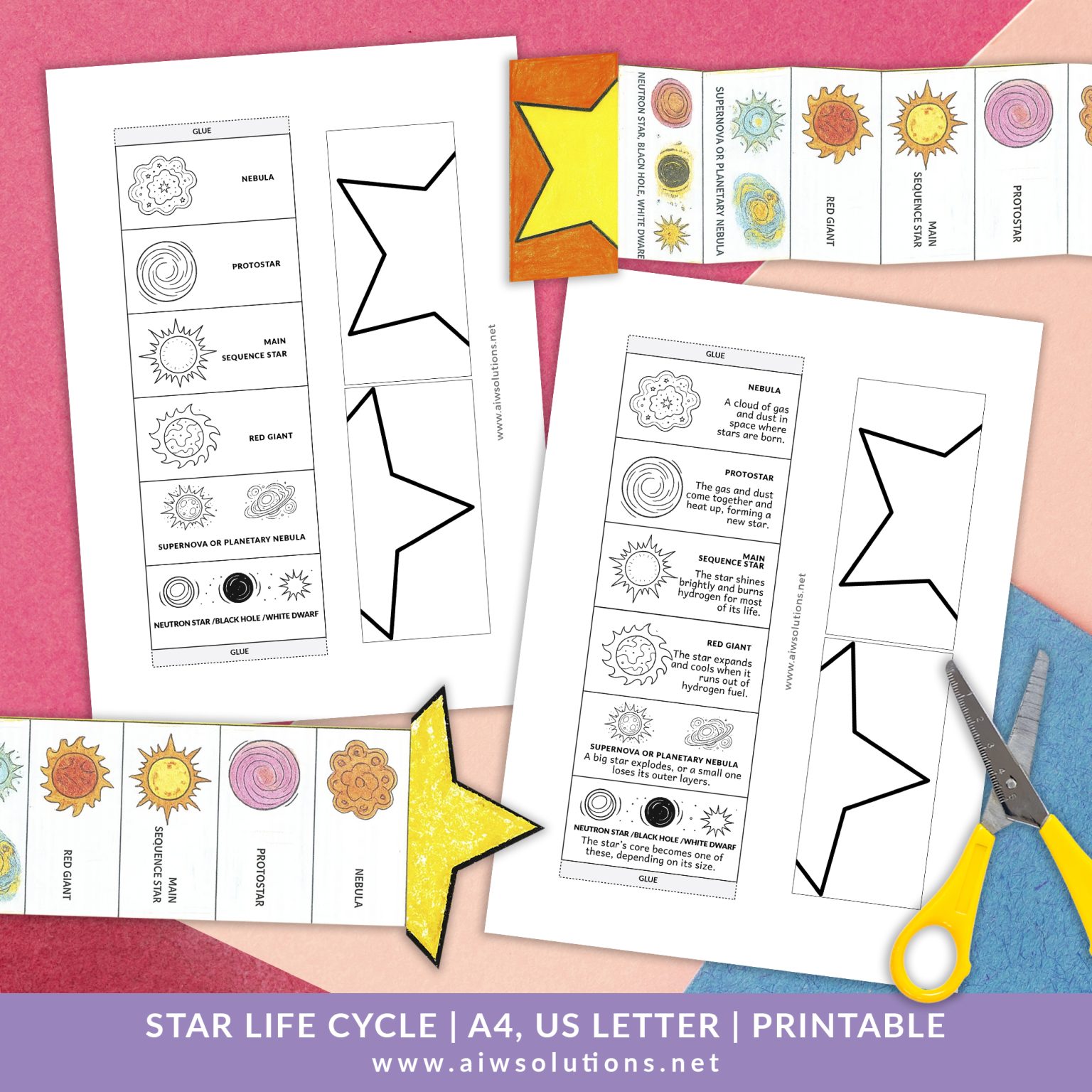 Star Life Cycle – Foldable Sequencing Craft for Kids, life cycle of a ...