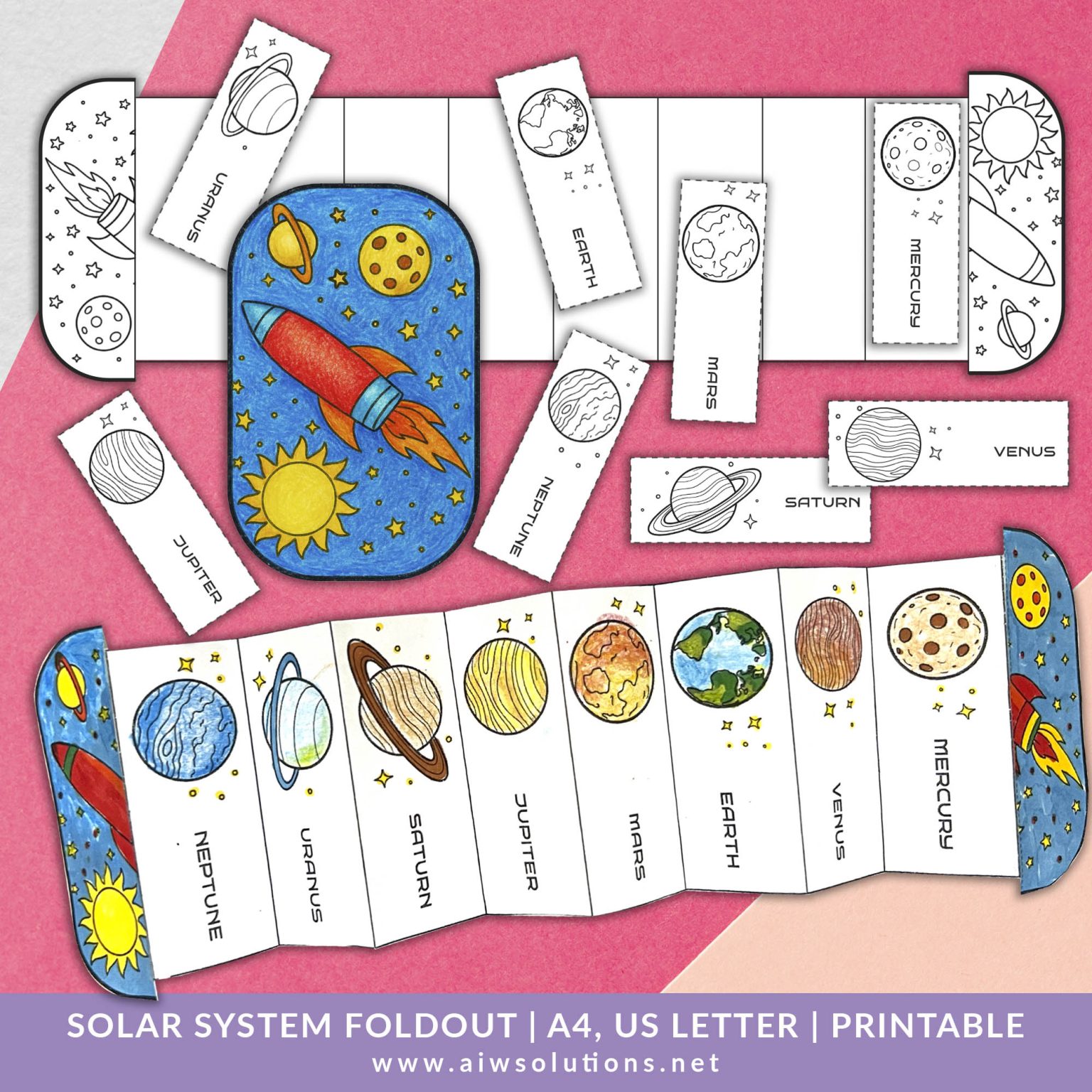 Color, Cut, Sequence, and Fold Out: Solar System Planets Craft for Kids ...