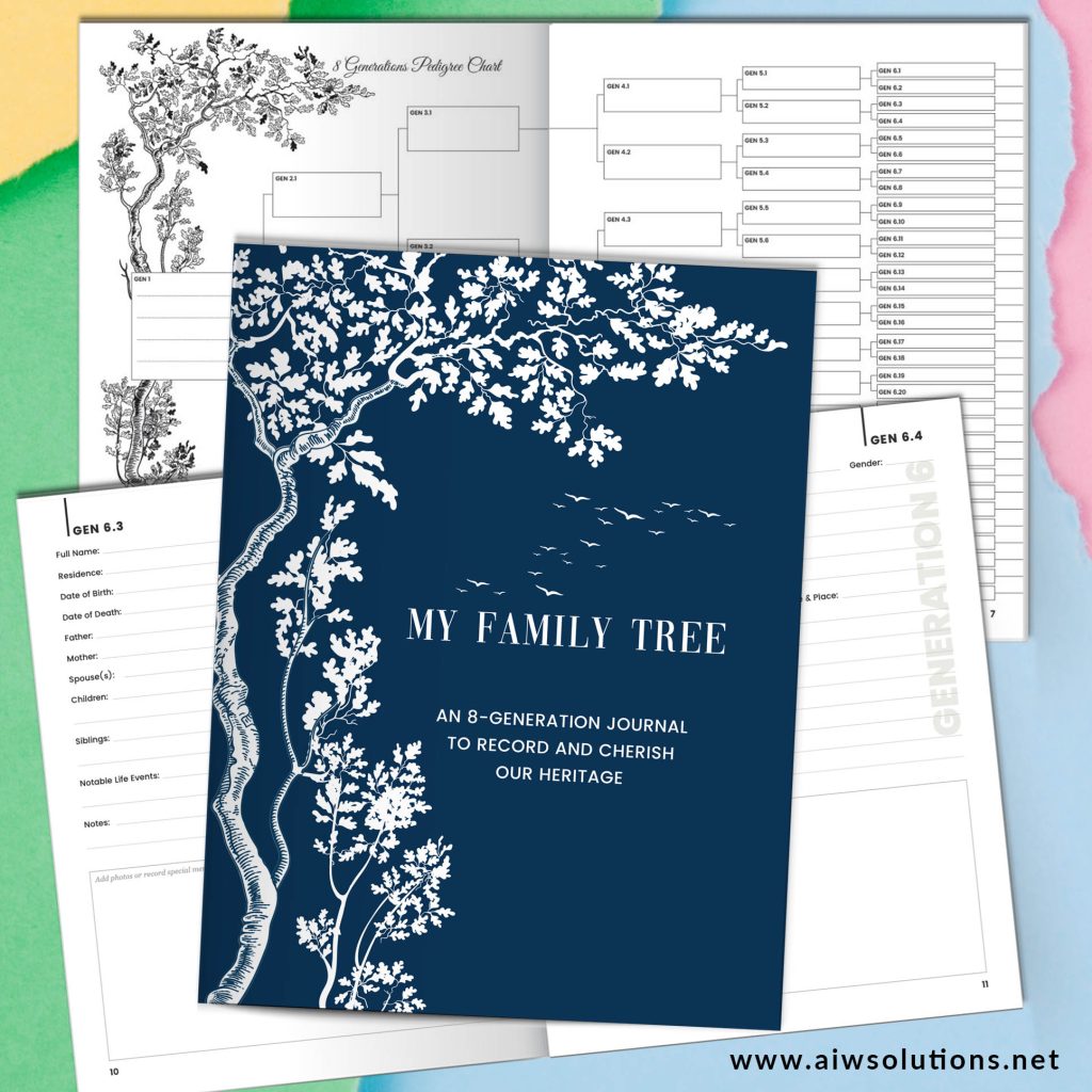 Printable 8 Generations Family Tree Notebook – Genealogy Record Book ...