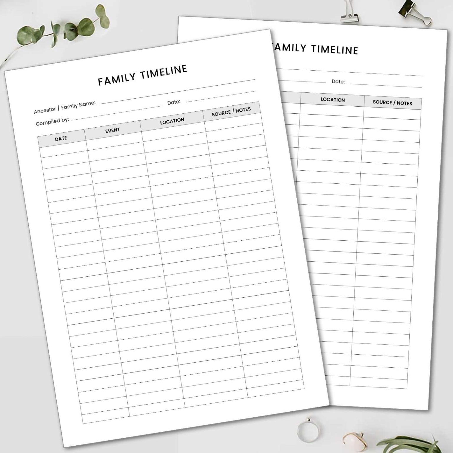 Family Timeline Printable Worksheet, genealogy timeline worksheet ...