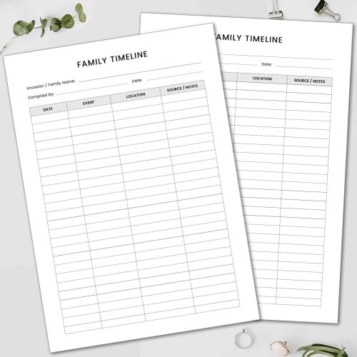 Family Timeline Printable Worksheet, genealogy timeline worksheet ...