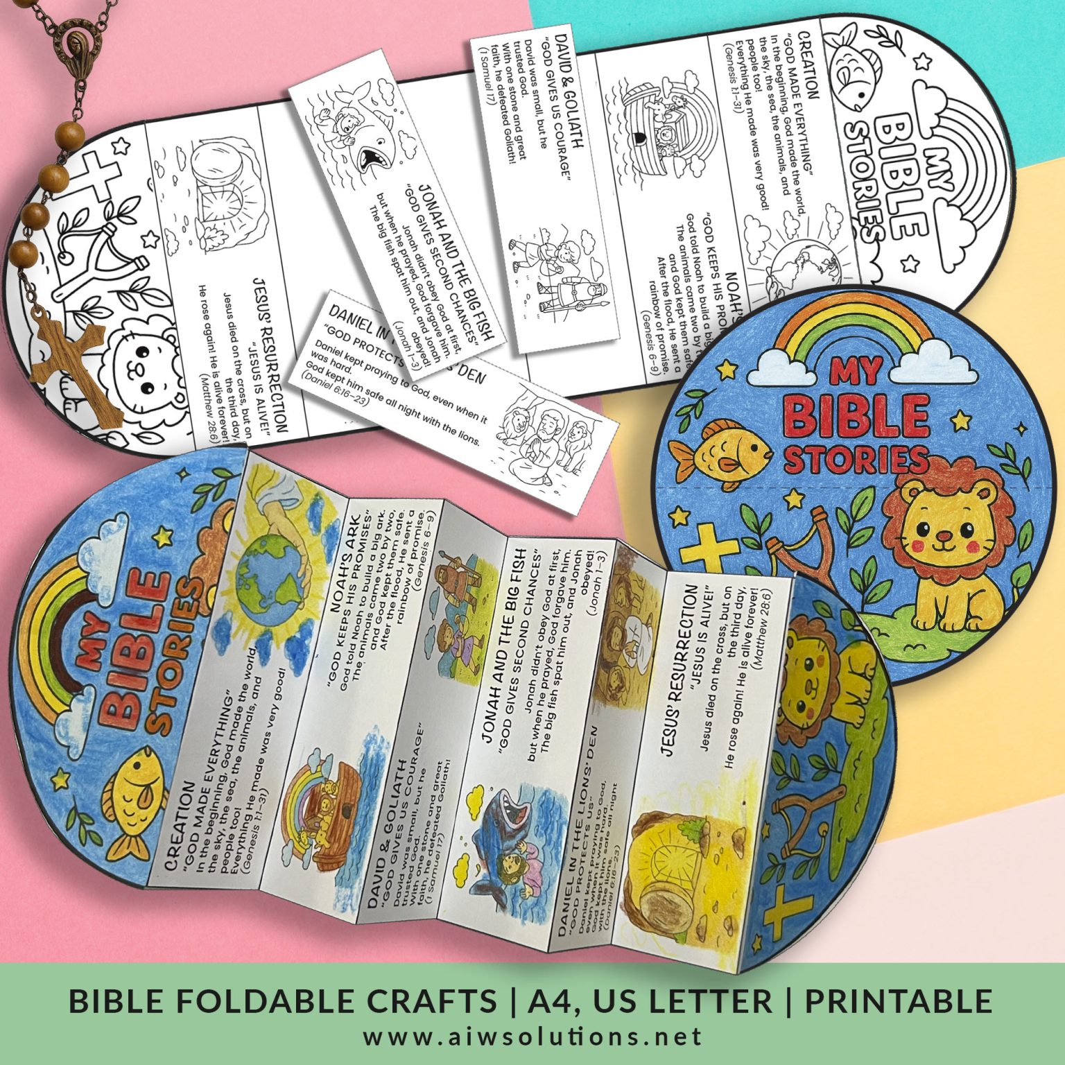 Bible Story Foldables Craft Printable, Cut Color and Assemble Bible ...