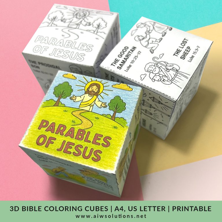 Parables of Jesus 3D Foldable Bible Coloring Cube | Christian Craft for ...
